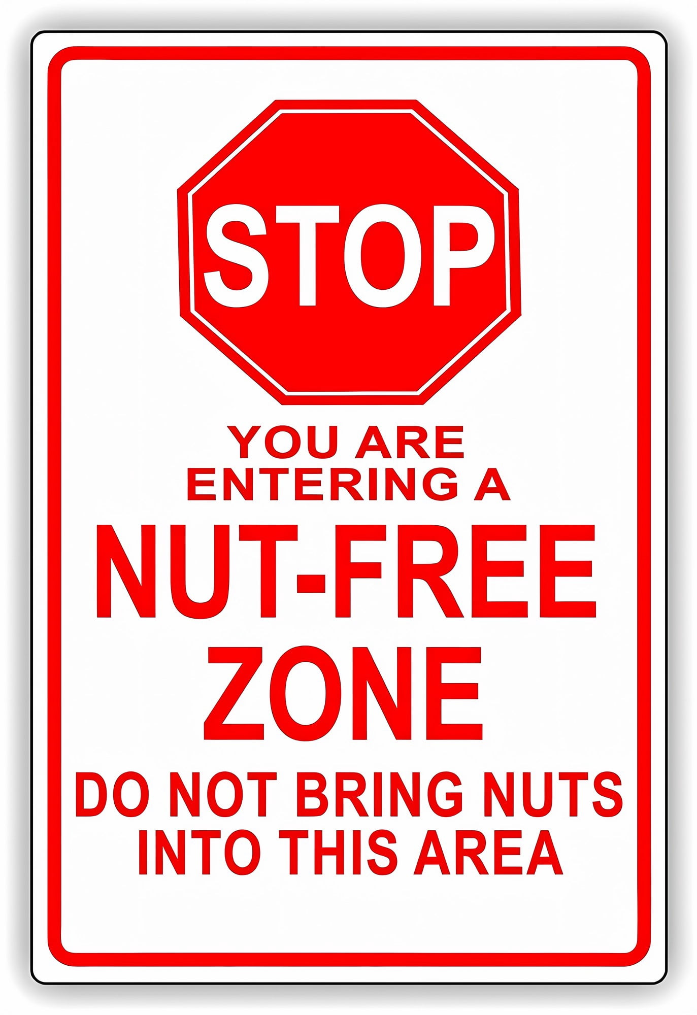 Nut Free Zone Warning Sign - 8"x12" Aluminum Metal Sign, No Peanut ...