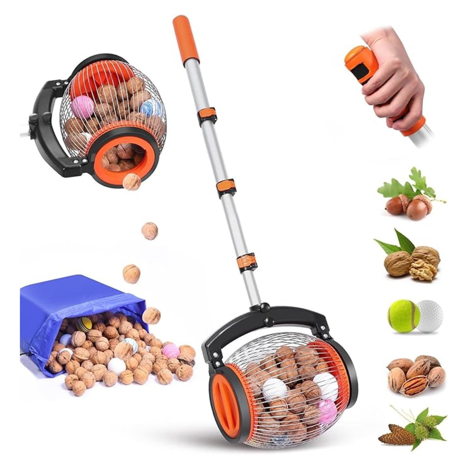 Nut Gatherer , 26" to 56" Telescopic Acorn Collector, Collector , Yard ...