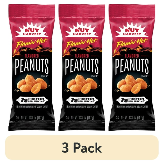 (3 pack) Nut Harvest Flamin Hot Flavored Peanuts, 3.35 oz - Walmart.com