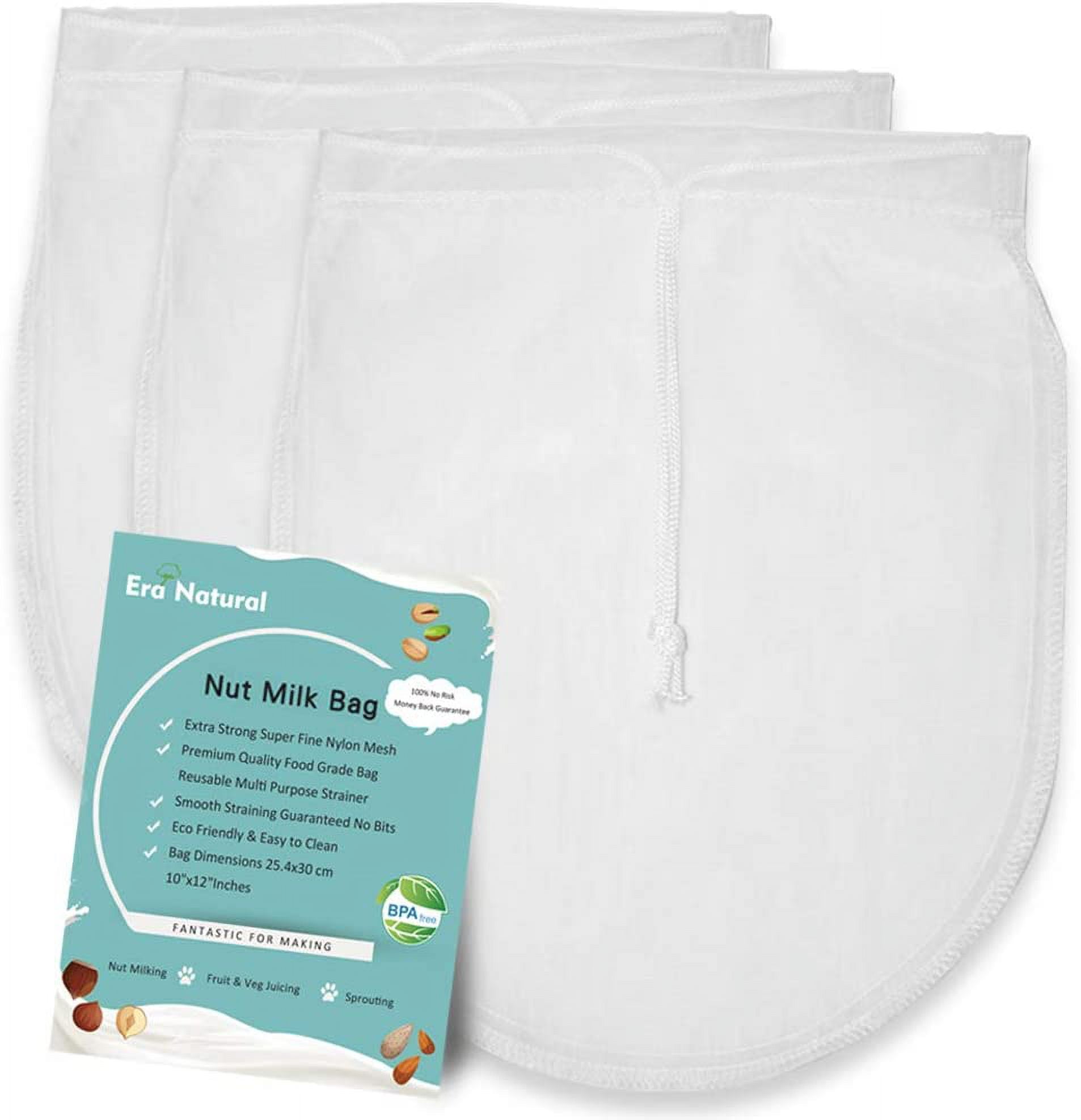 Nut Milk Bag Reusable 3 Pack 12" x 10" Cheesecloth Bags for Straining ...