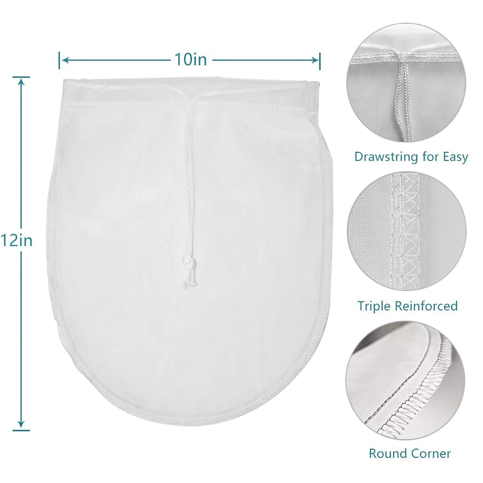 Nut Milk Bag Reusable 3 Pack 12" x 10" Cheesecloth Bags for Straining ...