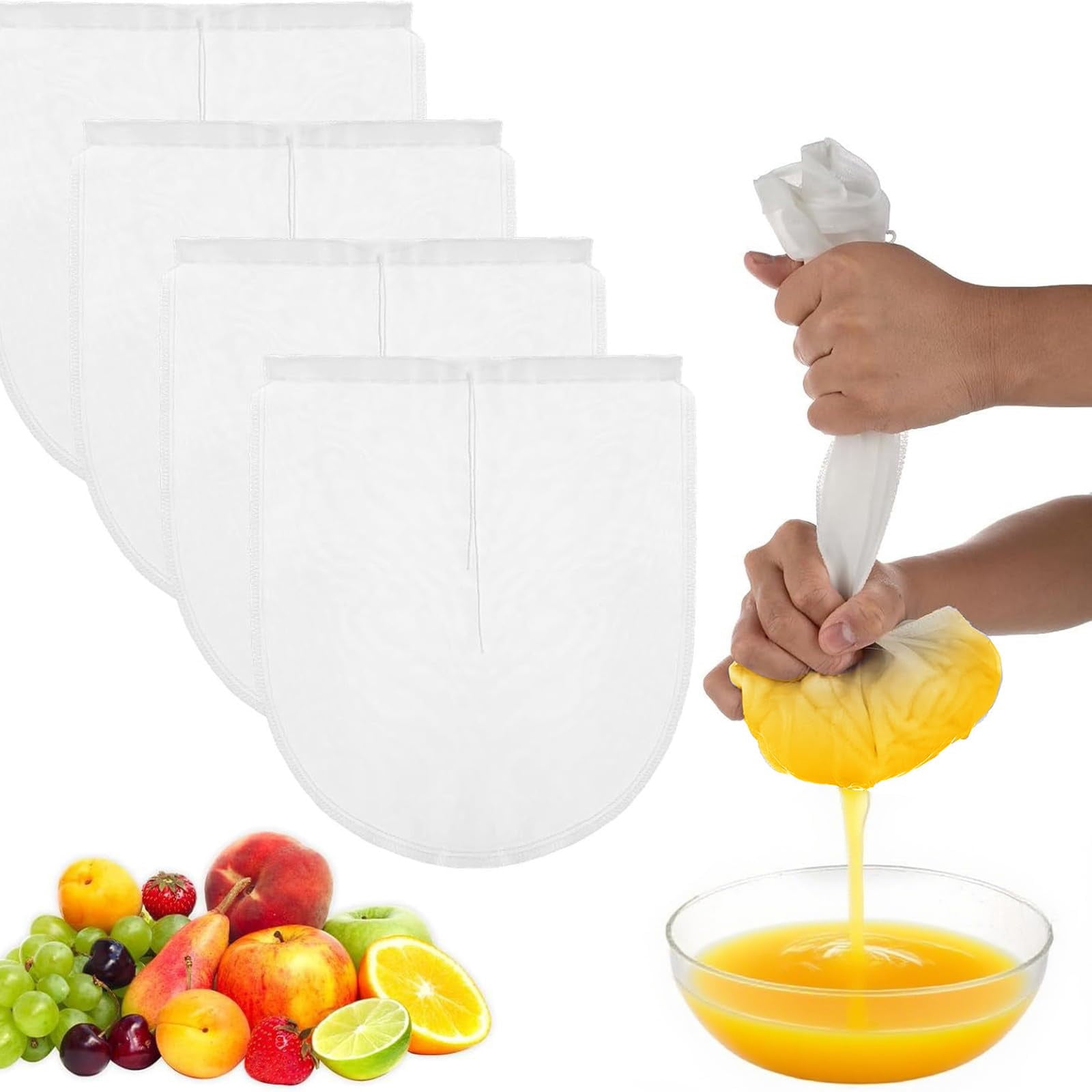 Nut Milk Juicer Bags, 12"X10" Juicing Bags for Straining Fruit Juice ...