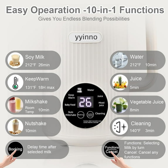 Nut Milk Maker Blender, 40oz Large Capacity Automatic Soybean Machine ...