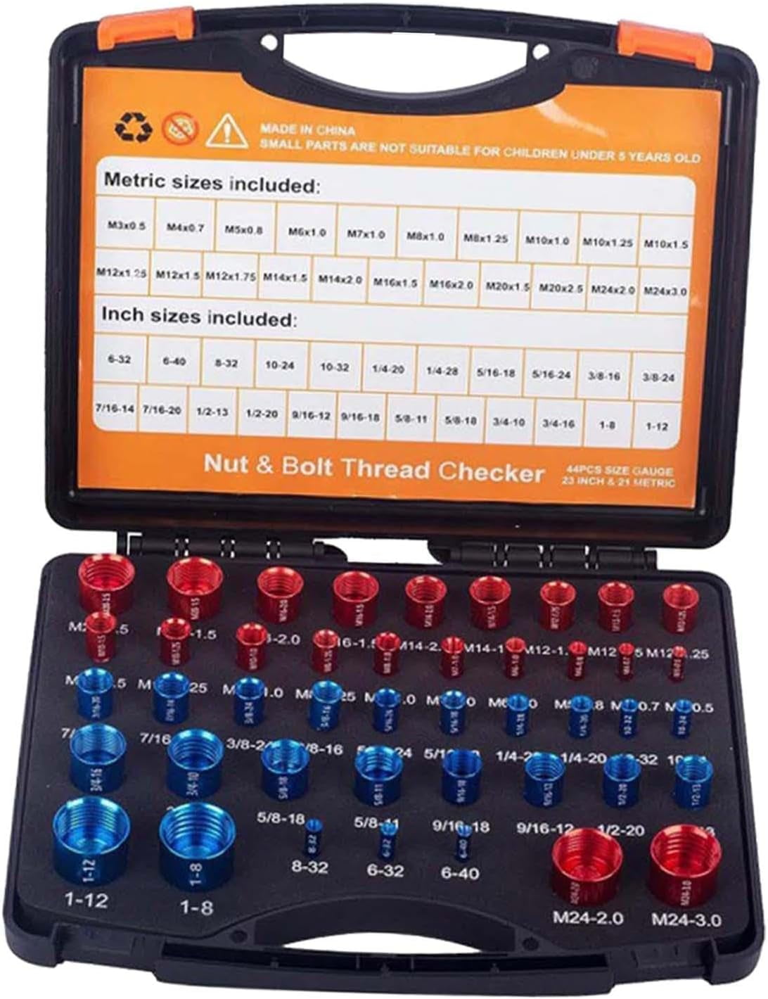 Nut and Bolt Thread Checker - 23 Inch & 21 Metric Sizes Thread Gauges ...