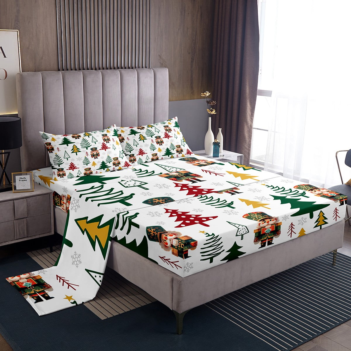 Nutcracker Christmas Bed Sheet Queen Size,Cartoon Soldier Bedding Set ...
