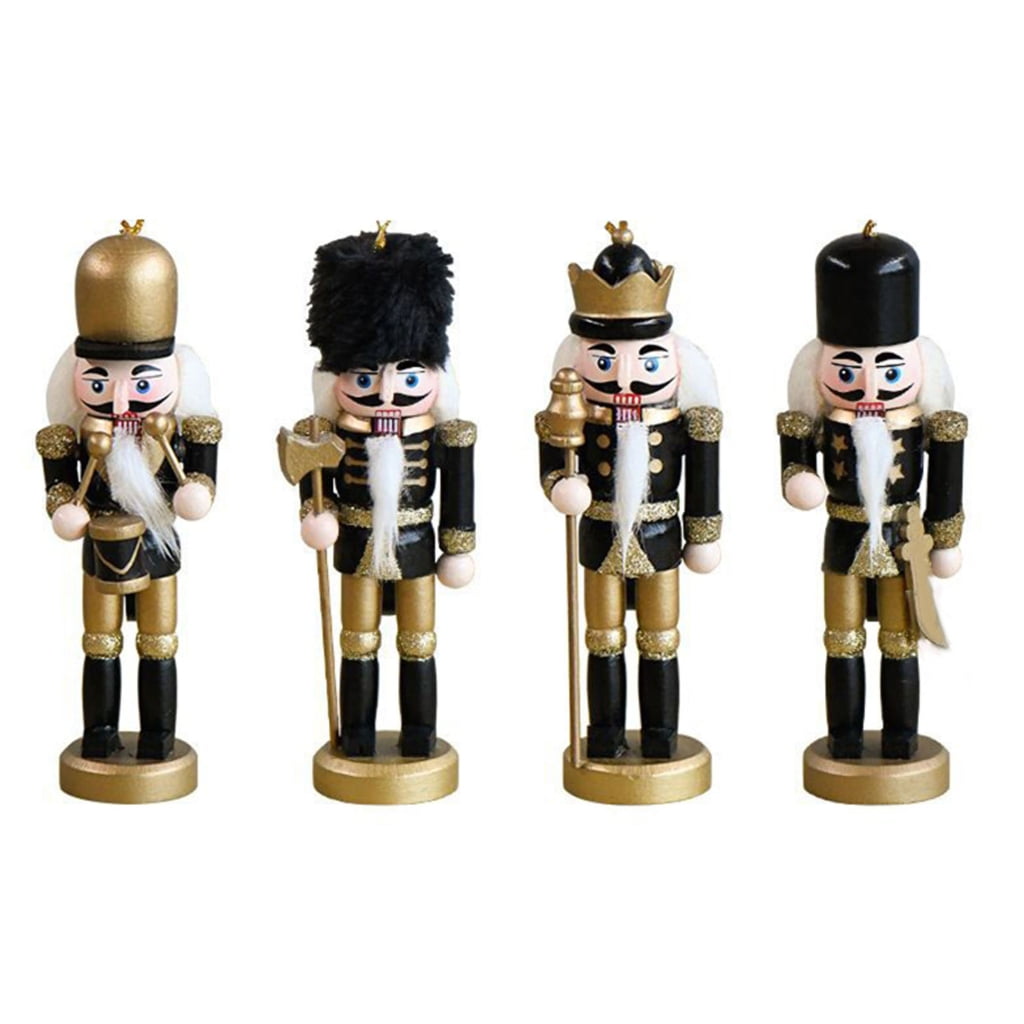 Nutcracker Hanging Ornament Figures Gold & Black Glittered Christmas ...