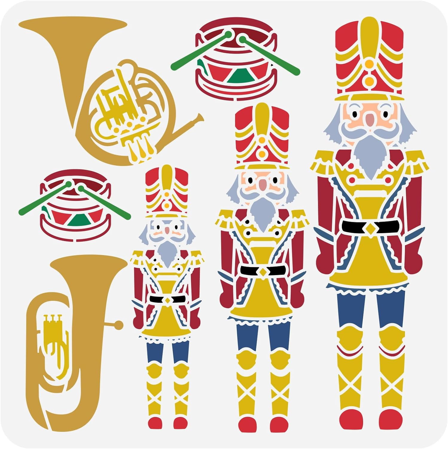 Nutcracker Painting Stencil 11.8x11.8inch Reusable Musical Instruments ...