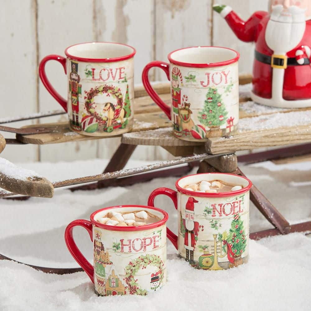 Nutcracker Parade 18 oz. Assorted Colors Ceramic Mugs (Set of 4 ...