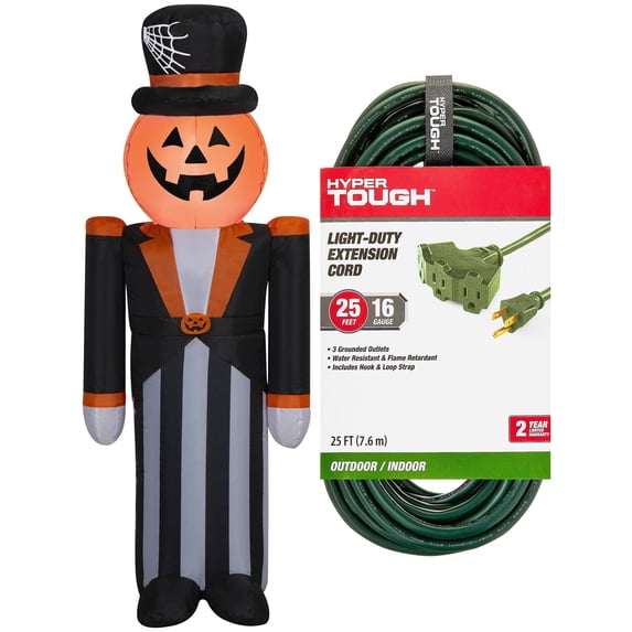 Nutcracker Pumpkin Yard Inflatable + Hyper Tough 25FT Tri-Outlet ...
