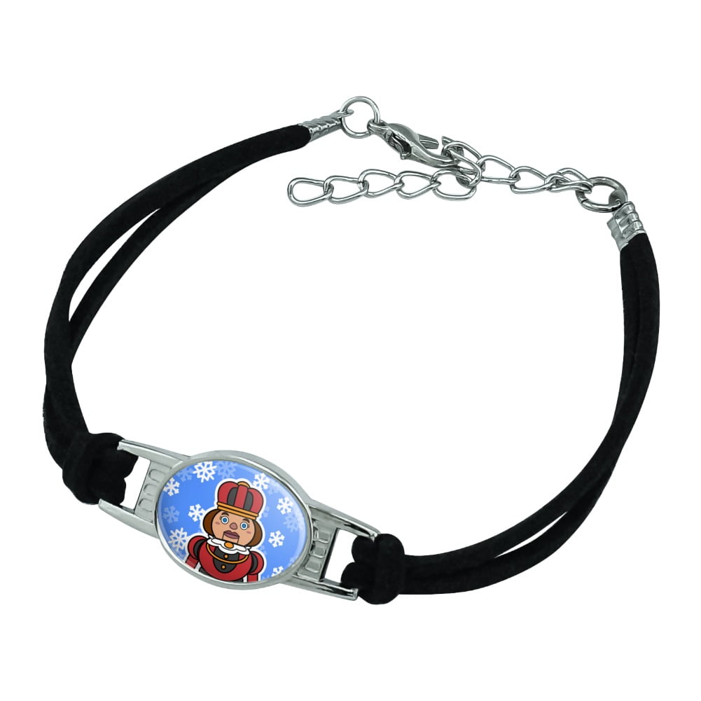 Nutcracker Woman with Snowflakes Novelty Suede Leather Metal Bracelet ...