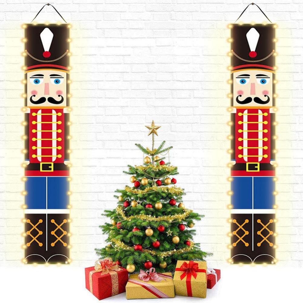 Nutcrackers Banners Porch with LED String Lights - Life Size Soldier ...