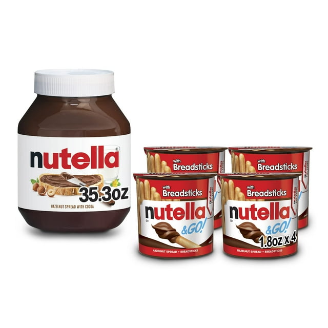 Nutella and Nutella & GO! Bundle, Hazelnut Spread with Cocoa Jar and ...