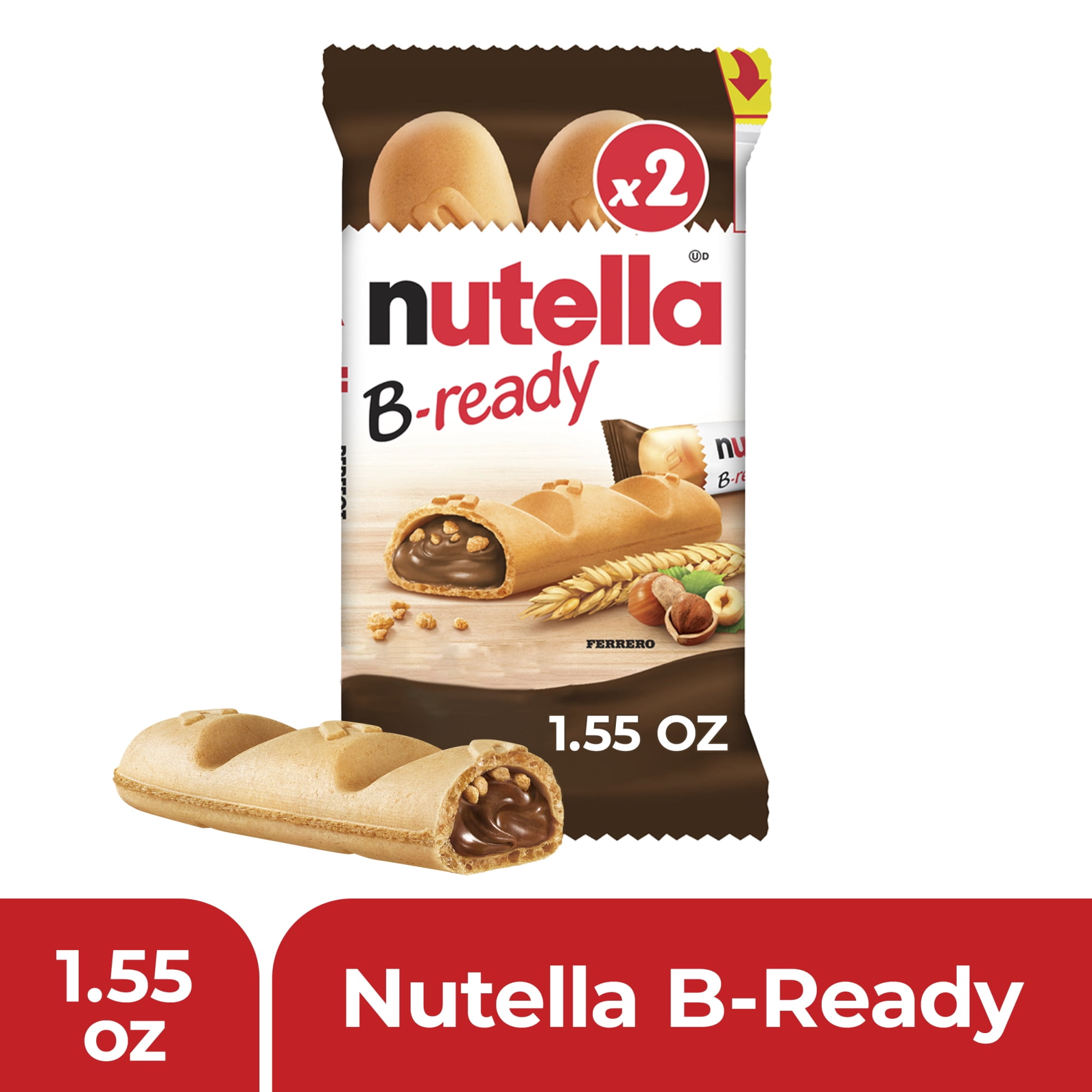 Nutella B-Ready, 2 Count, Crispy Wafer Bread Stick with Creamy Hazelnut ...