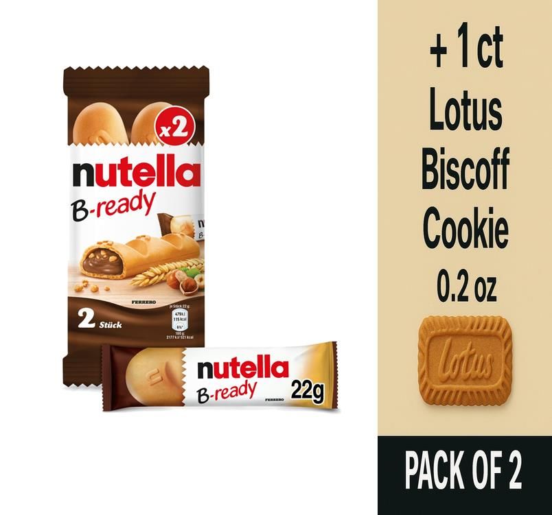 Nutella B-ready Hazelnut Spread With Cocoa Individually Wrapped Snack ...