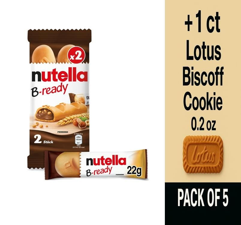 Nutella B-ready Hazelnut Spread With Cocoa Individually Wrapped Snack ...