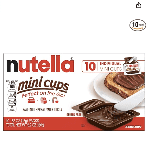 Nutella Individual Cups, Mini Packs, Chocolate Hazelnut Spread, .52 oz ...
