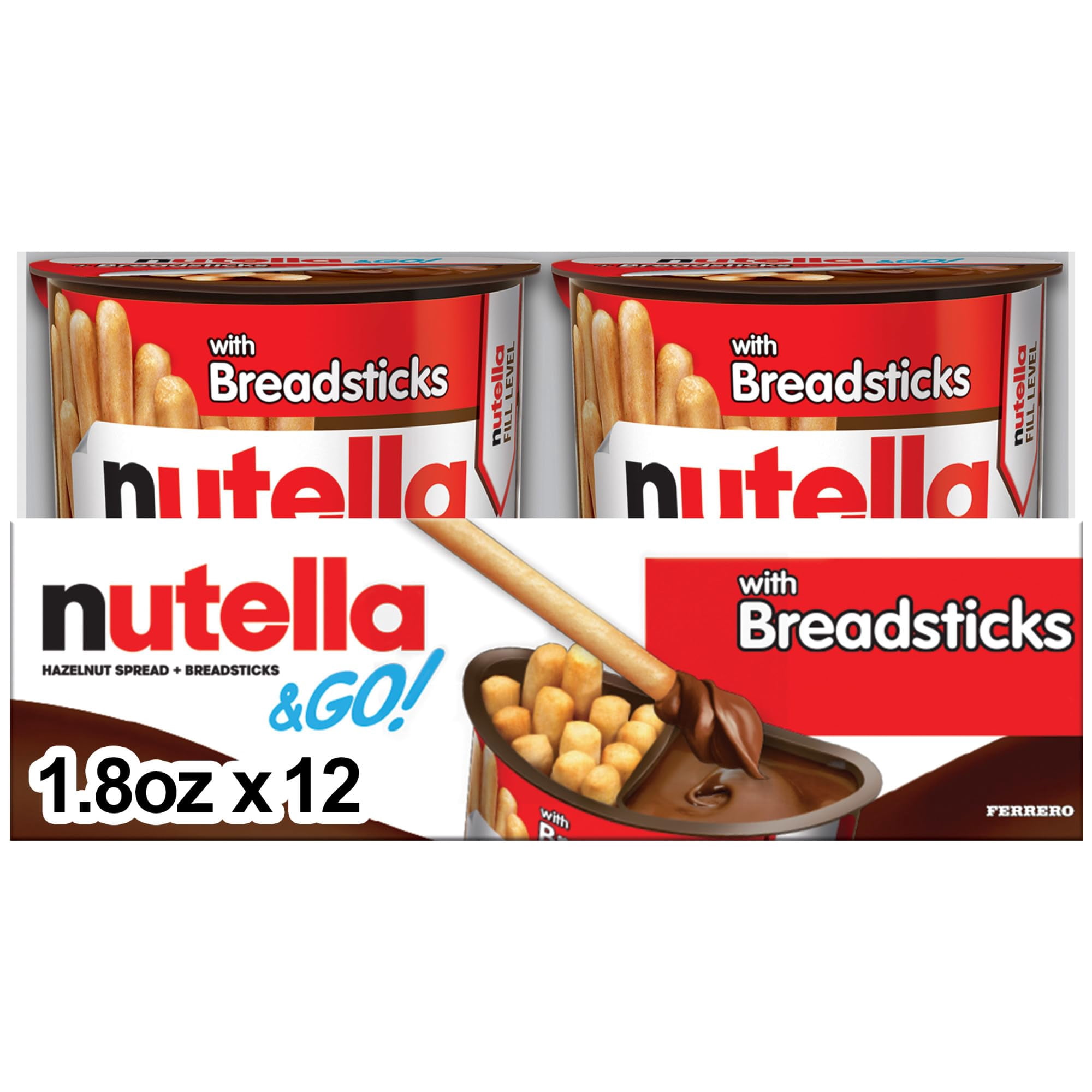 Nutella & GO! Bulk 12 Pack, Hazelnut and Cocoa Spread with Breadsticks ...