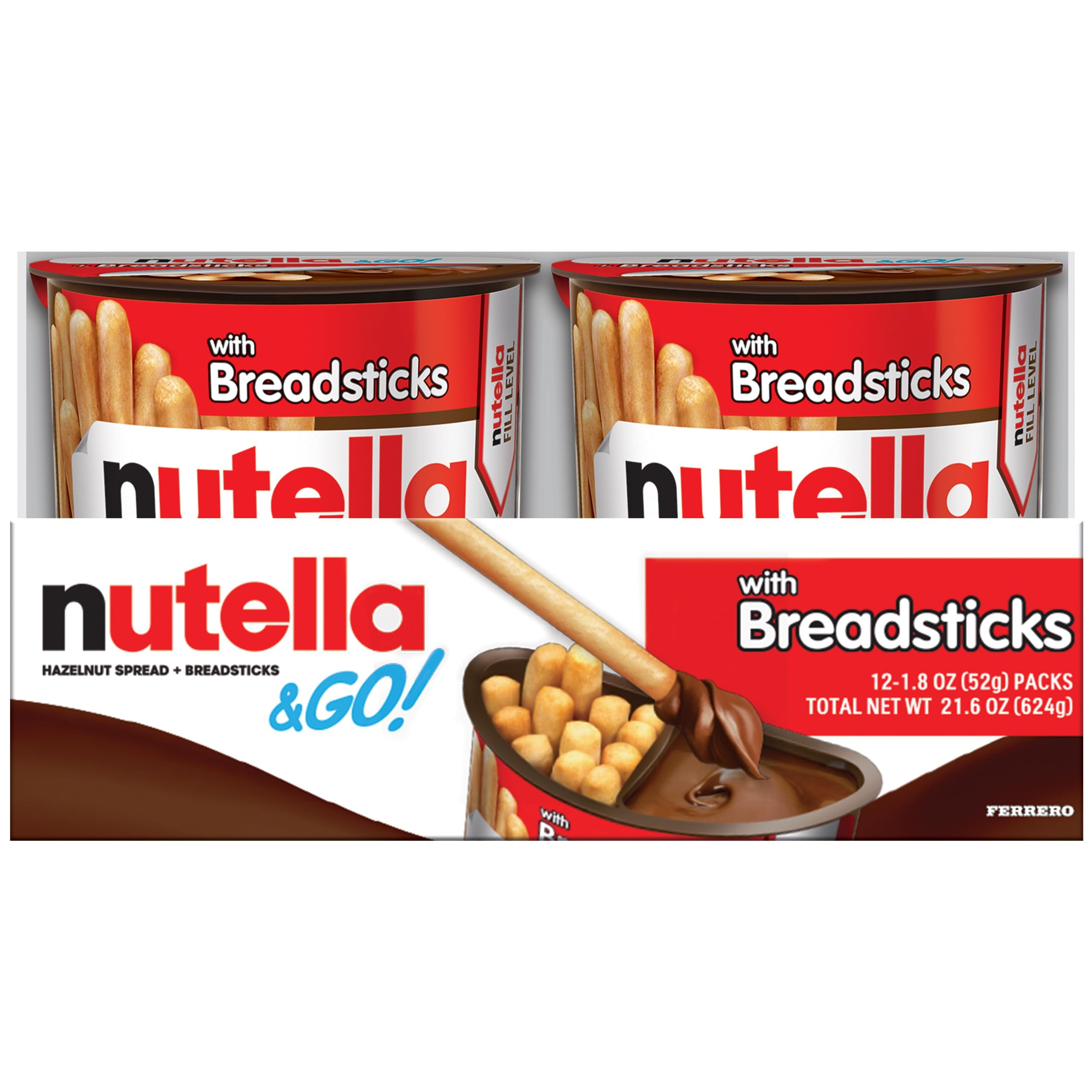 Nutella & GO! TWE5 Bulk 12 Pack, Hazelnut and Cocoa Spread with ...
