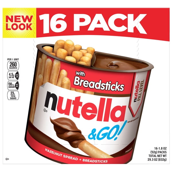 Nutella & GO! Hazelnut and Cocoa Spread With Breadsticks, 1.8 oz, 16 ...