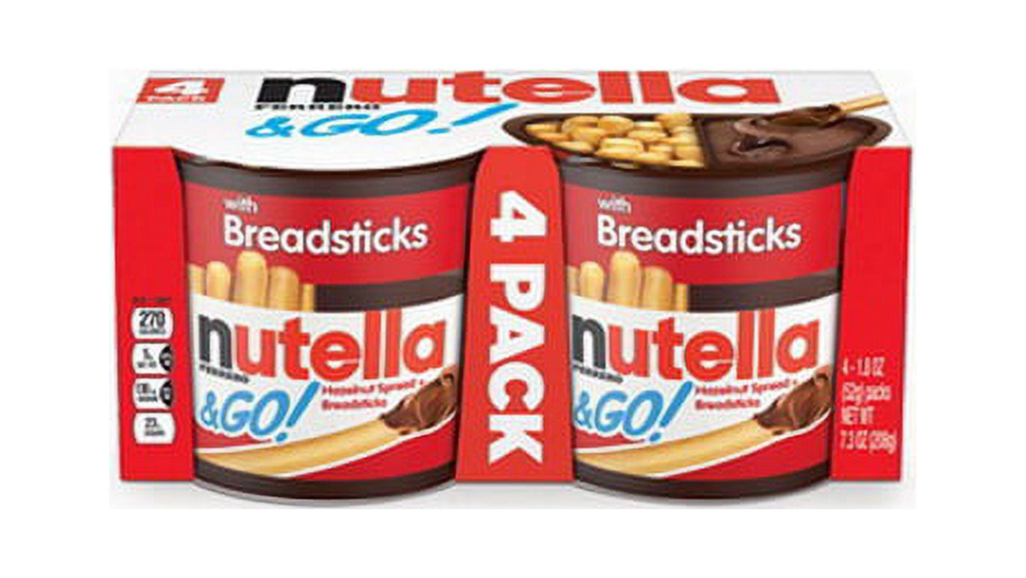Nutella & Go Chocolate Hazelnut Spread with Breadsticks, 4 Pack (6 Per ...