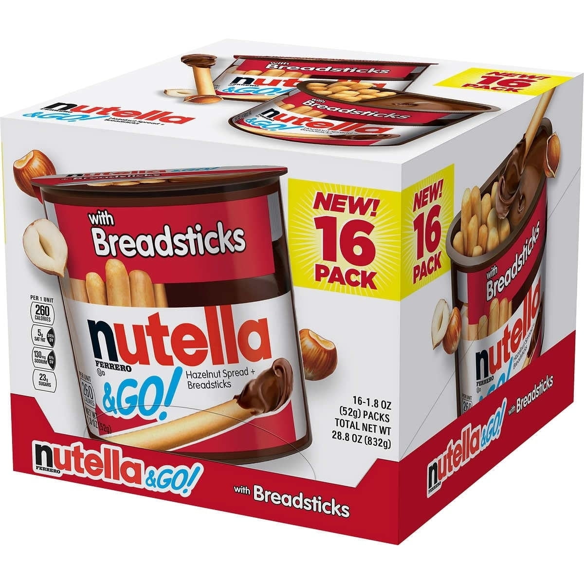 Nutella and Go Hazlenut Spread with Breadsticks Ferrero 16 Pack - 1.8 ...
