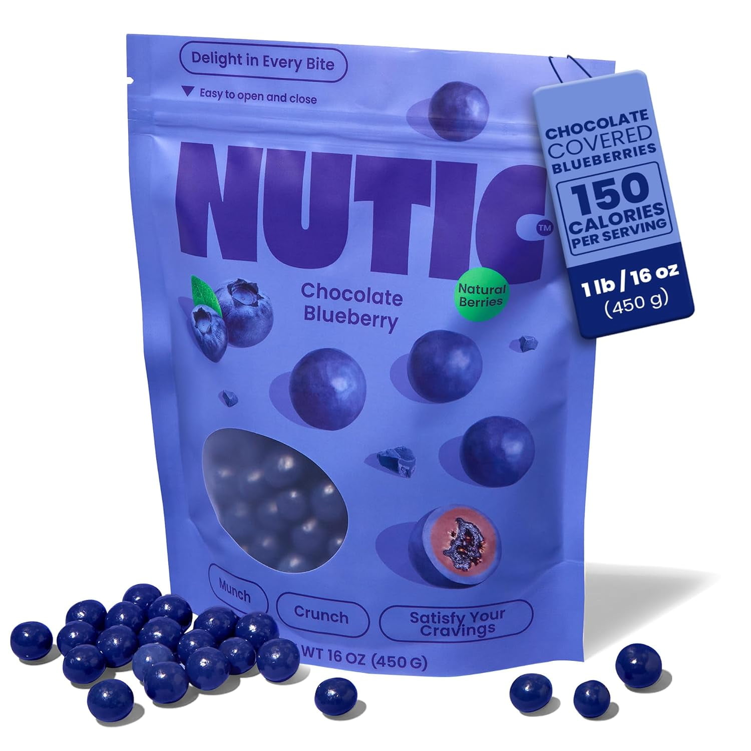 Nutic Milk Chocolate Covered Blueberries - 1Lb, Premium Gourmet ...