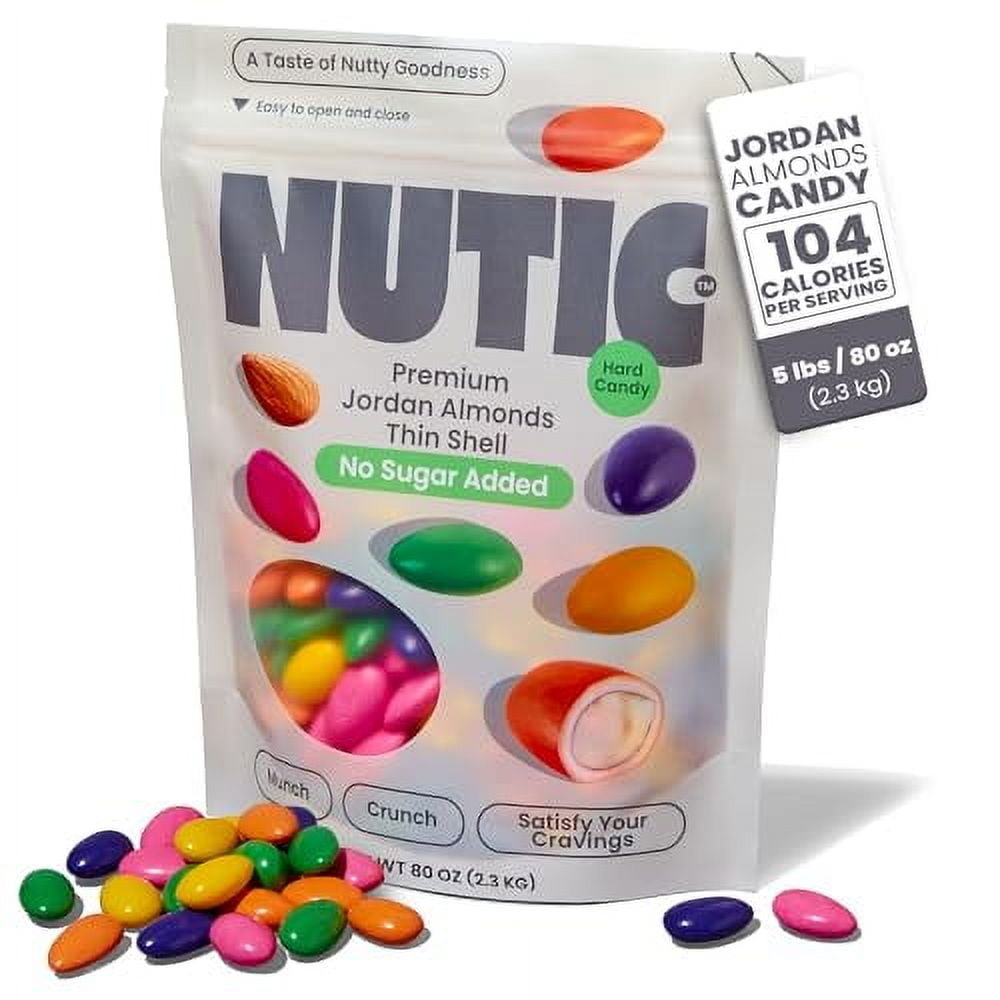 Nutic No Sugar Added Jordan Almonds Candy - 5LB, Skinny Dipped, Pastel ...