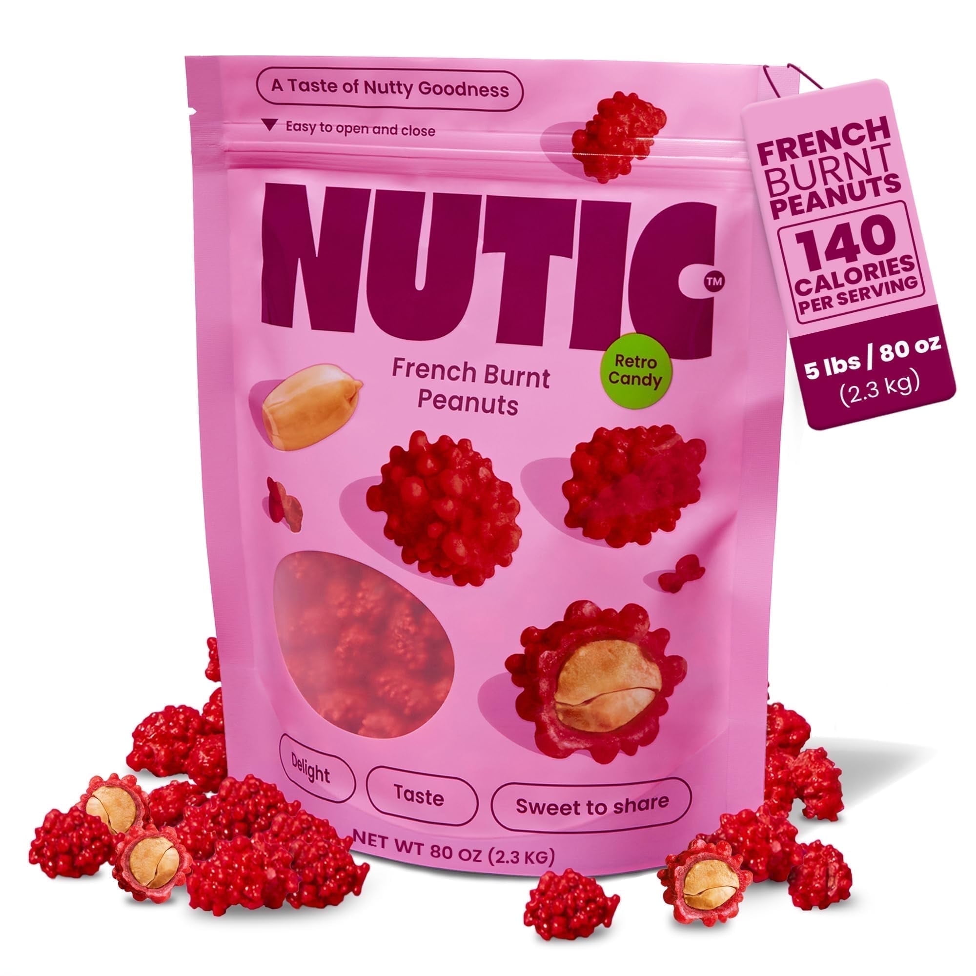 Nutic's French Burnt Peanuts Candy - 5 Lb - Crunchy, Sweet Candied ...