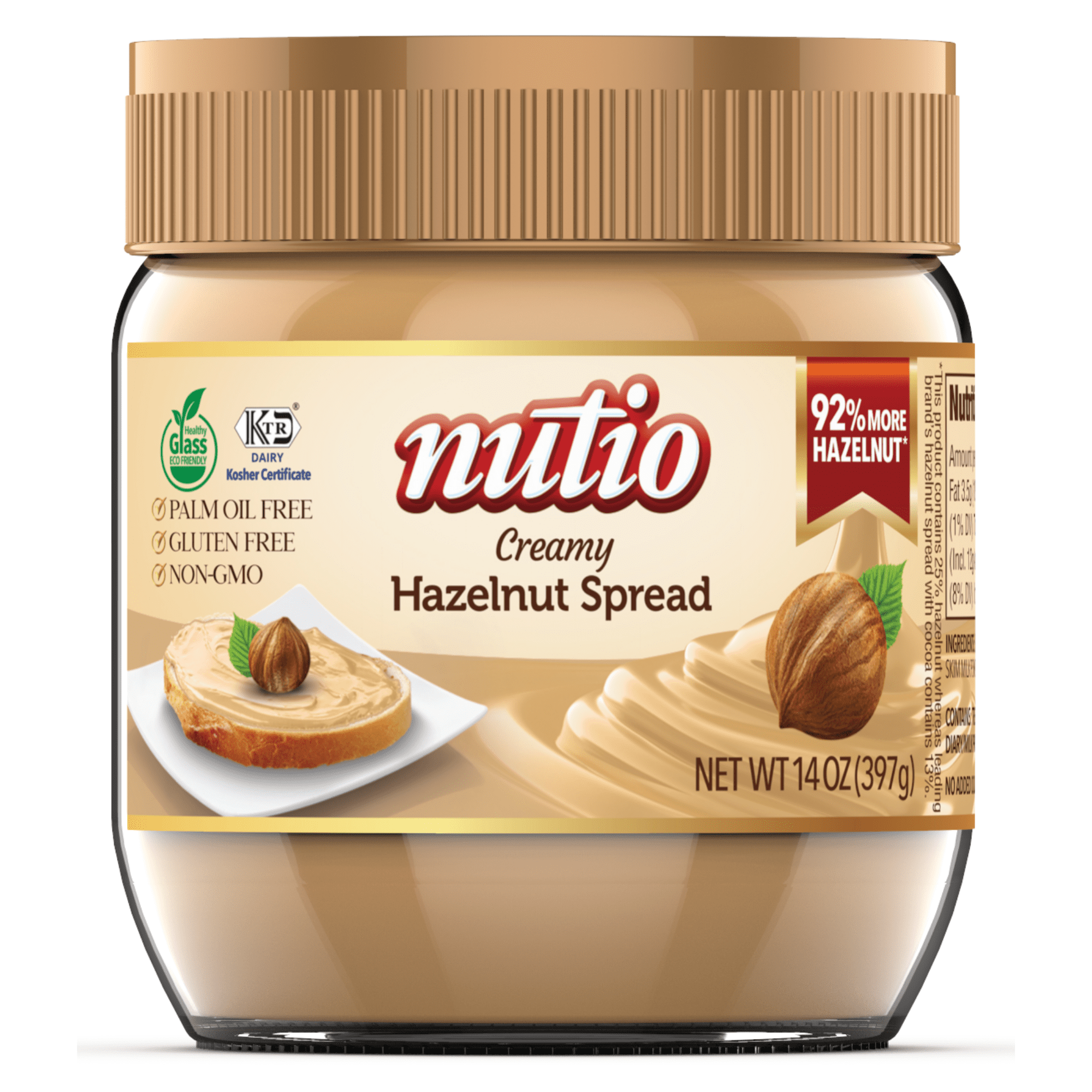Nutio Creamy Hazelnut Spread - 92% More Hazelnut, 37% Less Added Sugar ...
