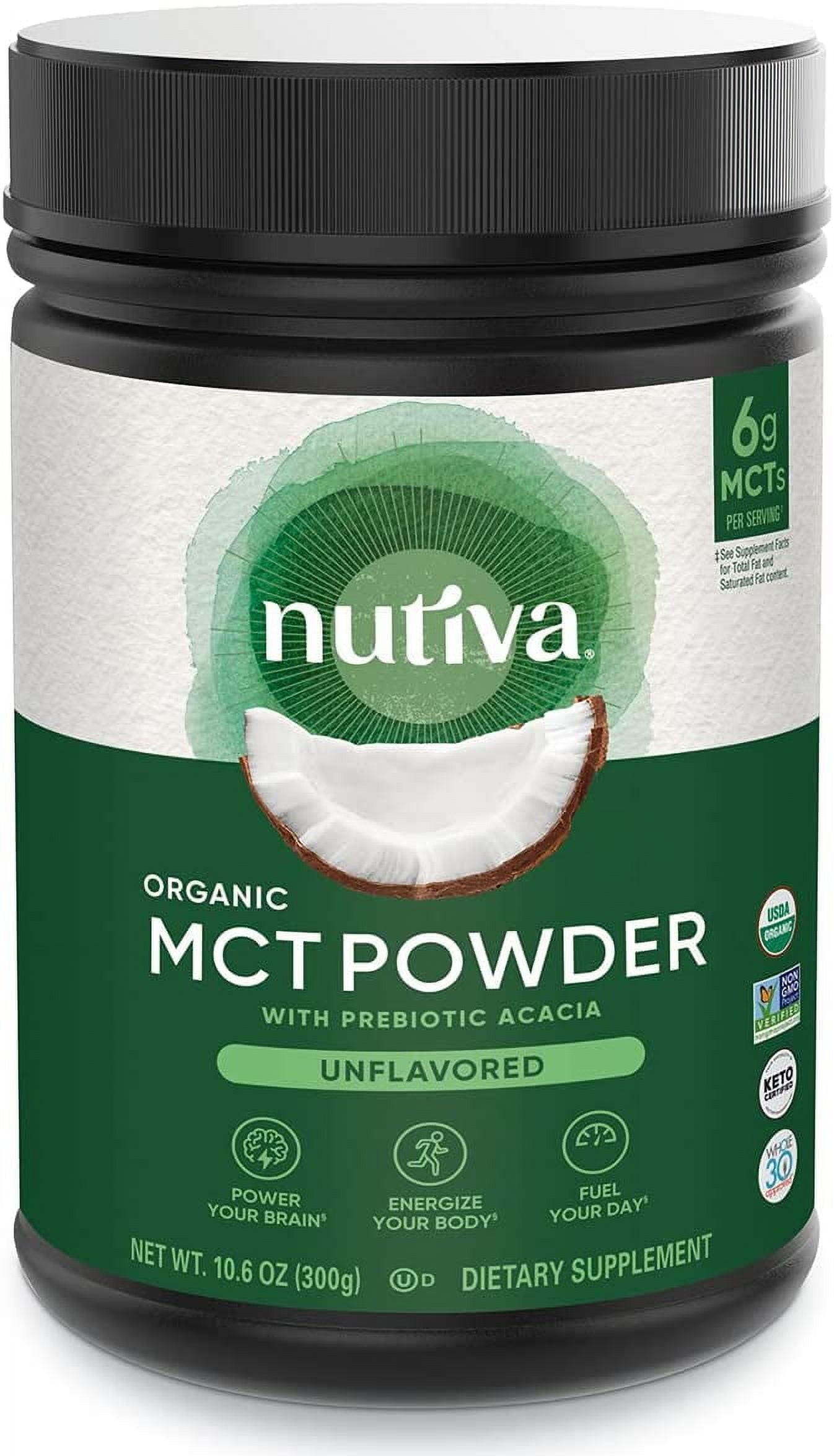 Nutiva Organic Mct Powder with Prebiotic Acacia Fiber, 10.6 Oz ...