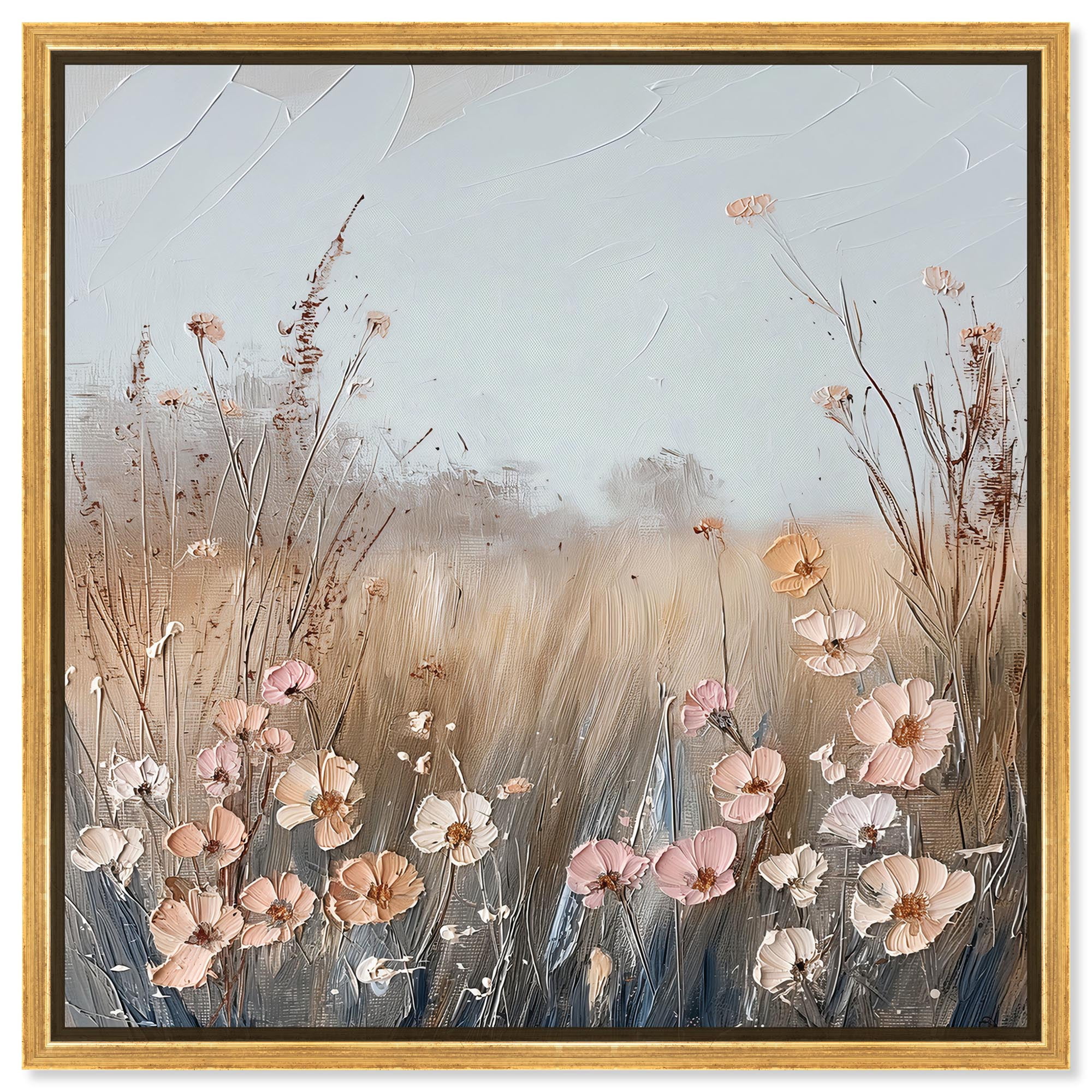 Nutmeg Flower Fusion Canvas Farmhouse Floral Art by Art Remedy, Gold ...