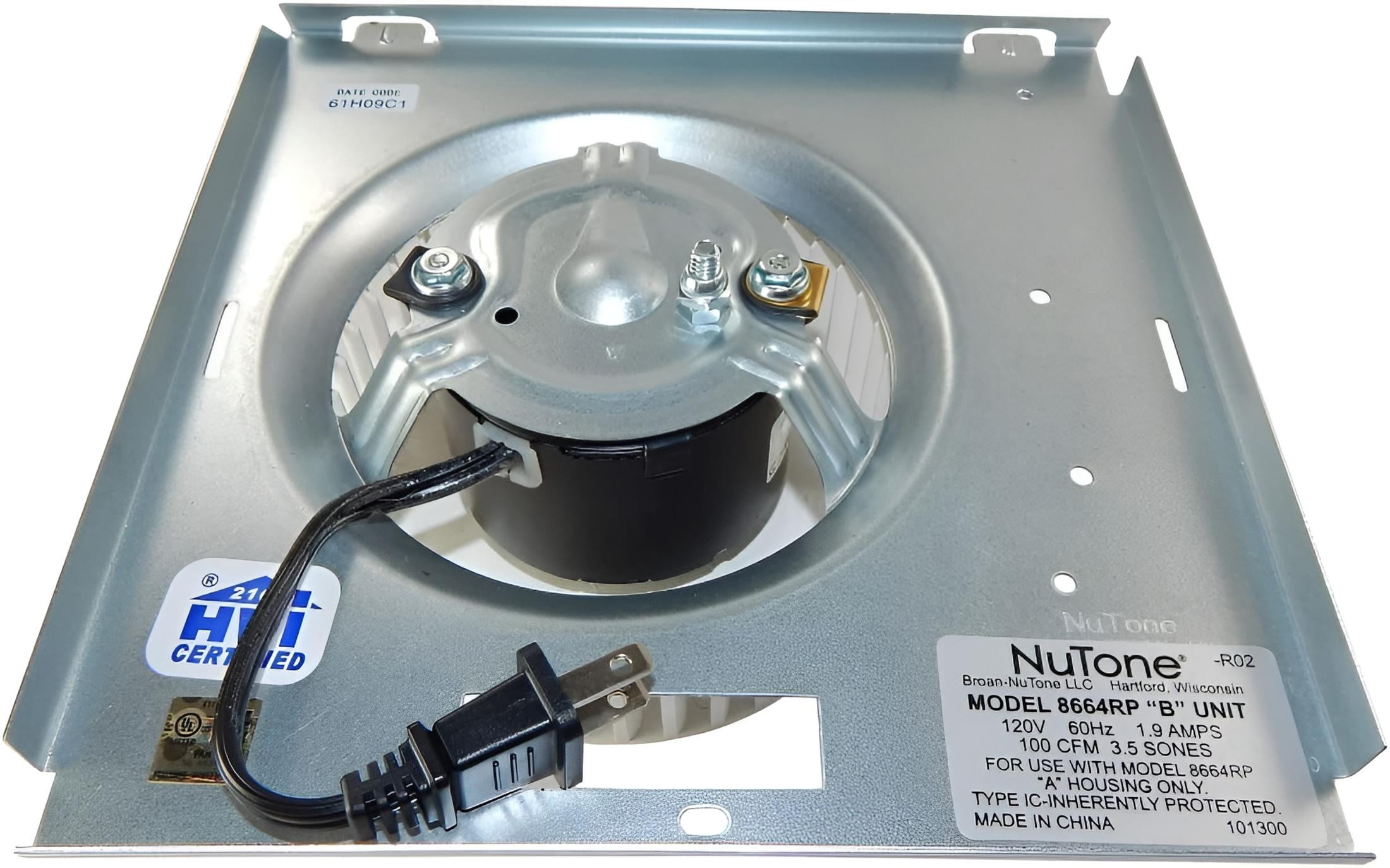 Broan Nutone Exhaust Fan Motor OEM, Assembly #97017706, 1550 RPM, 1.2 ...