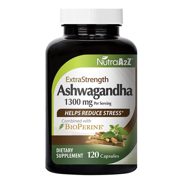 NutraA2Z Ashwagandha - 120 Capsules - 1300mg Ashwagandha Root Powder ...