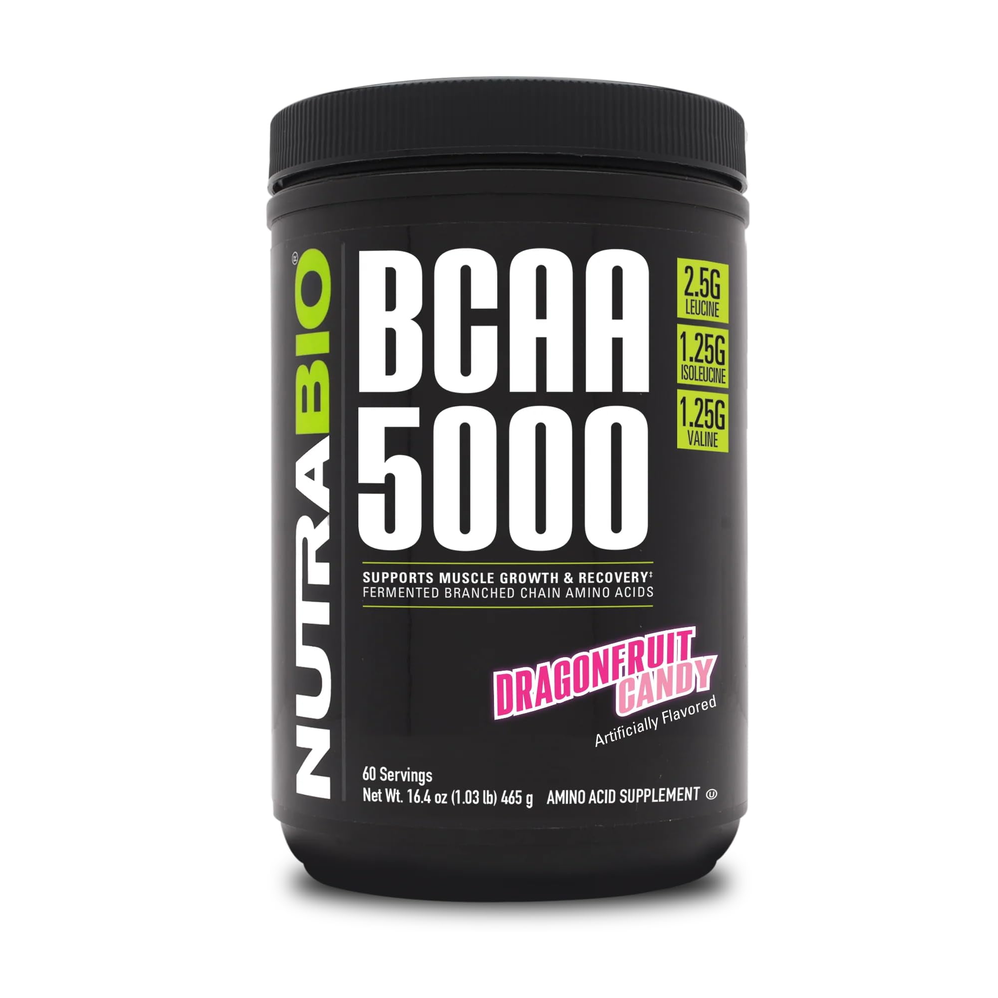 NutraBio BCAA 5000 Powder - Vegan Fermented BCAAs - Supports Lean ...