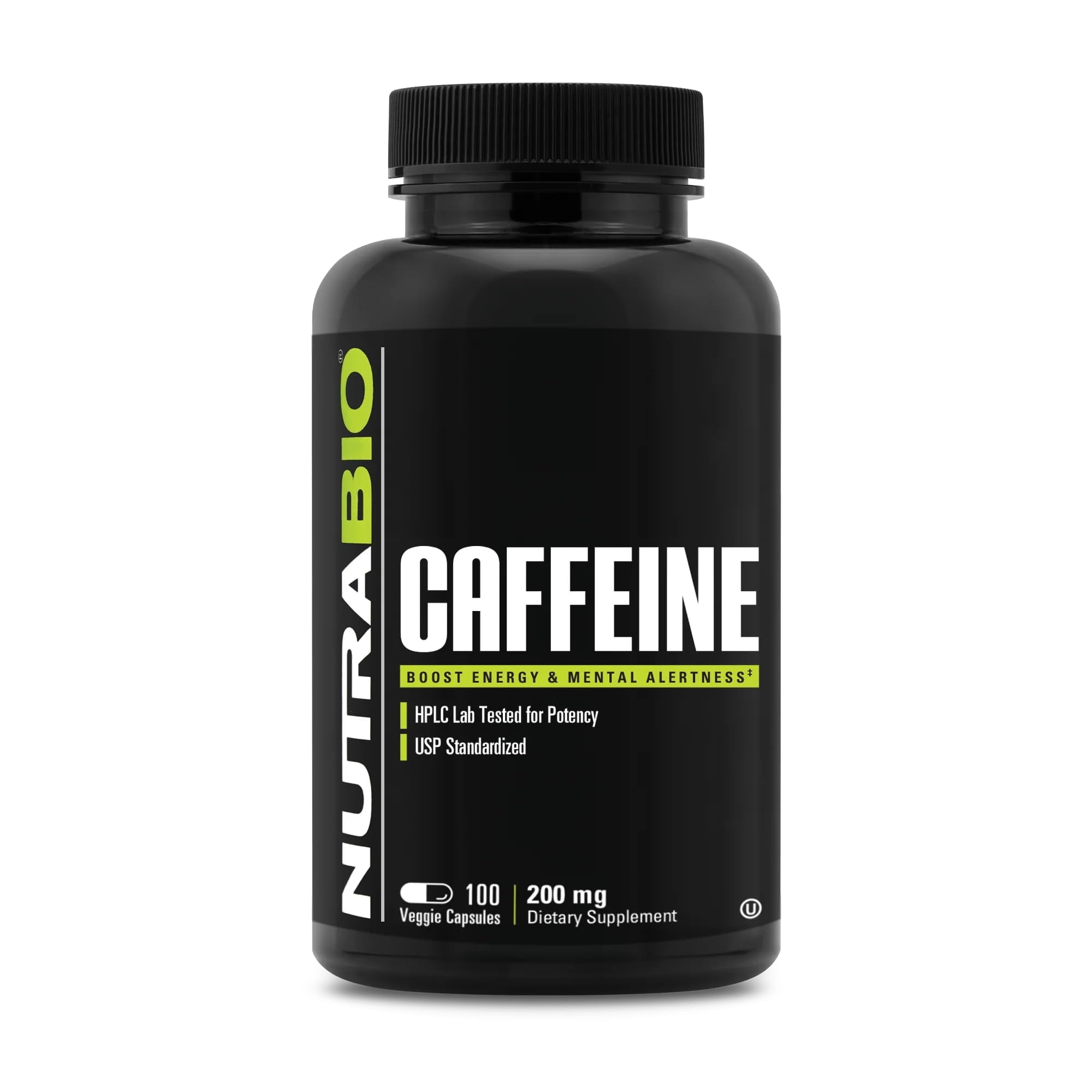 NutraBio 100% Pure Caffeine Capsules, 200mg Energy Supplement - Walmart.com