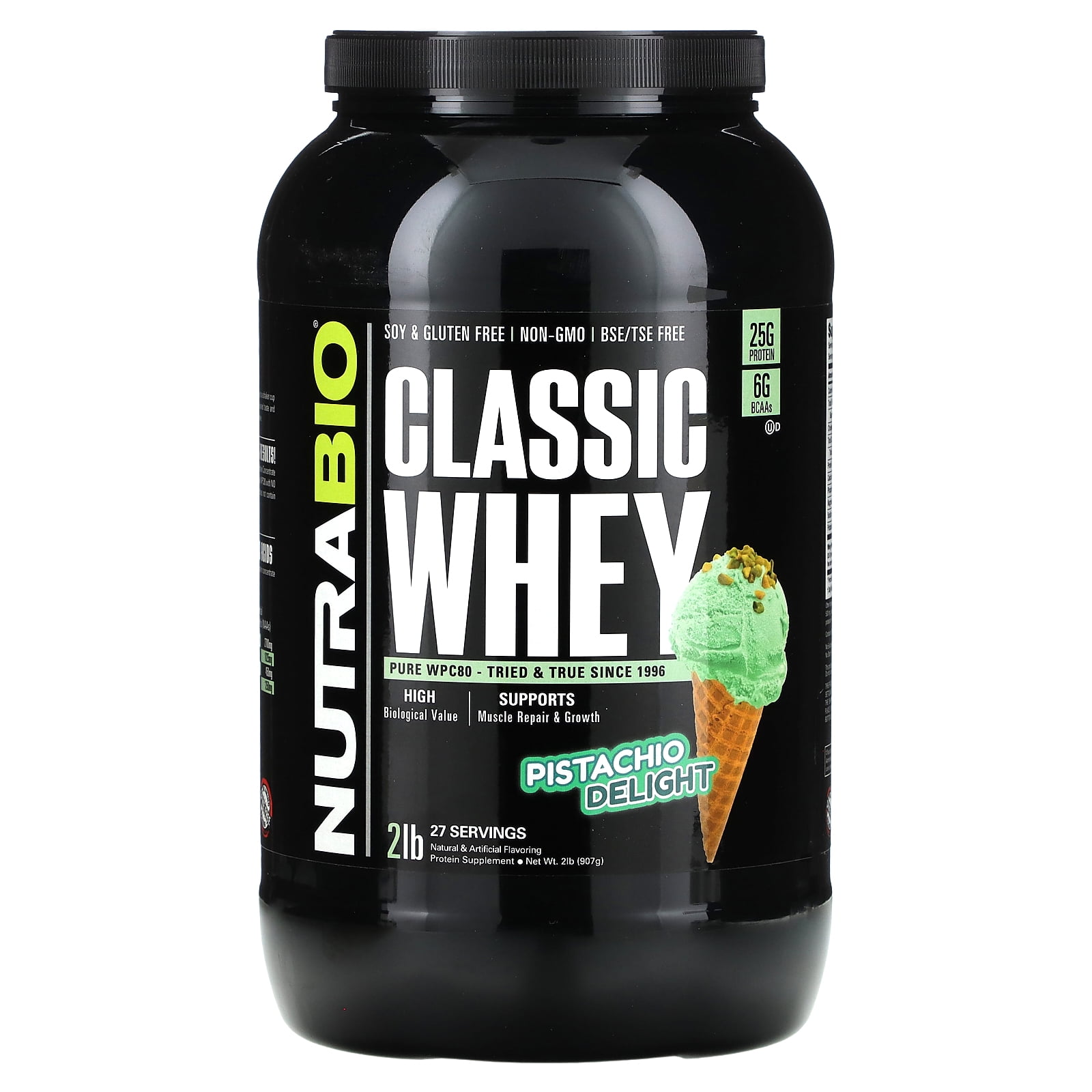 NutraBio Classic Whey Protein, Pistachio Delight, 2 lb (907 g ...