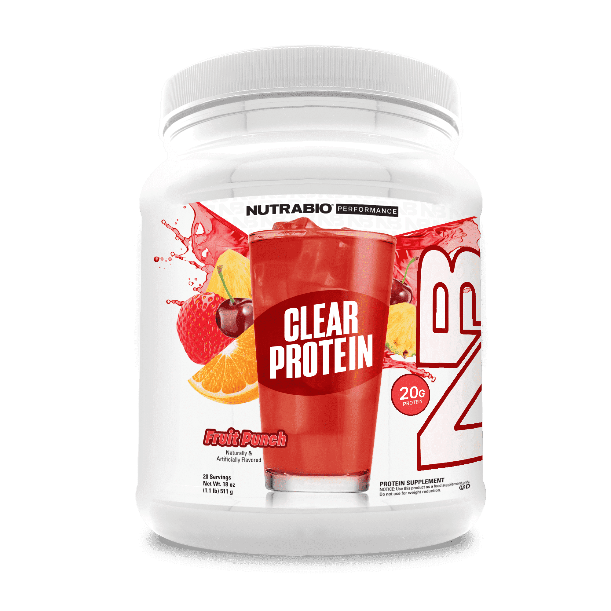 NutraBio, Clear Whey Protein Isolate, Fruit Punch, 20 Servings ...