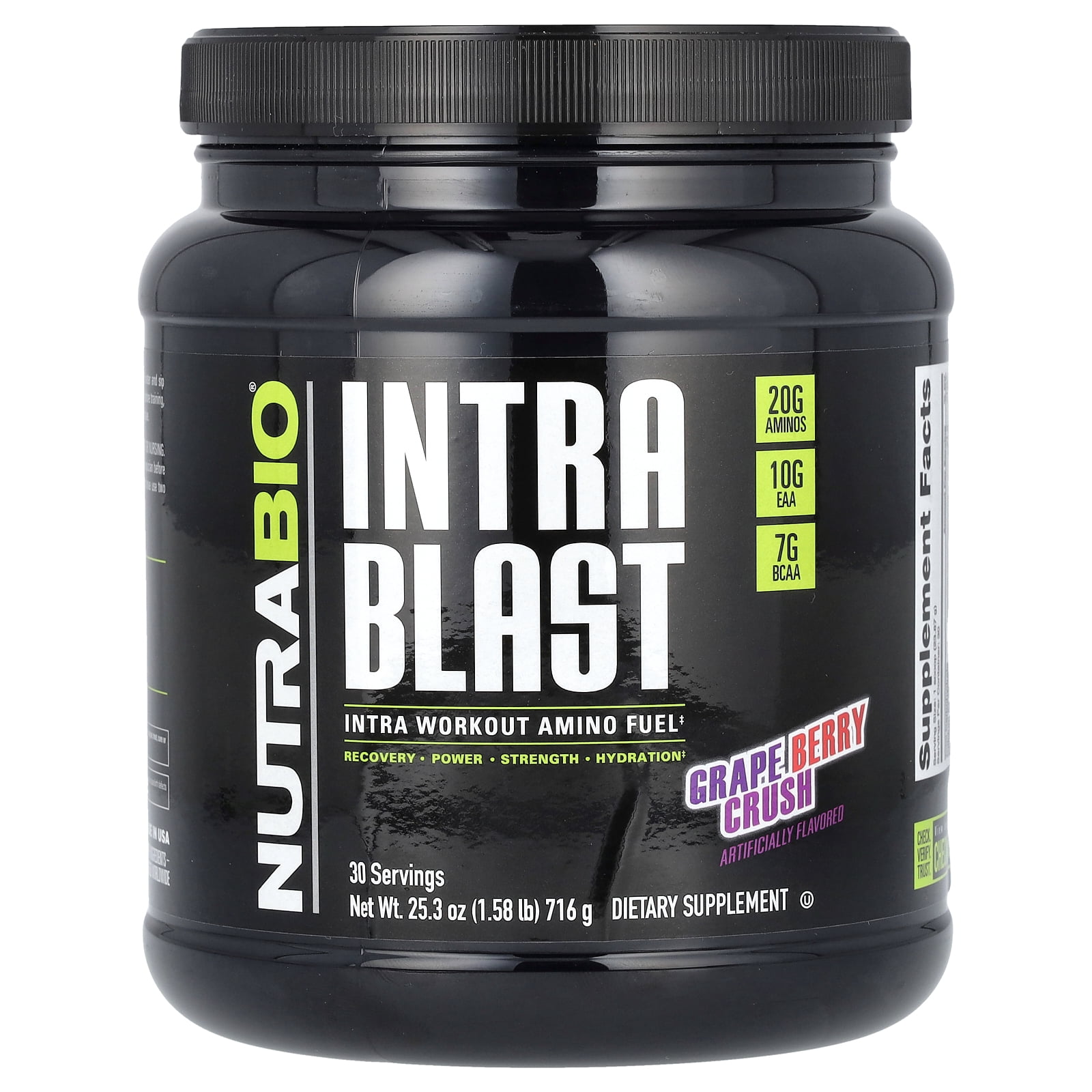 NutraBio Intra Blast, Intra Workout Amino Fuel, Grape Berry Crush, 1.58 ...