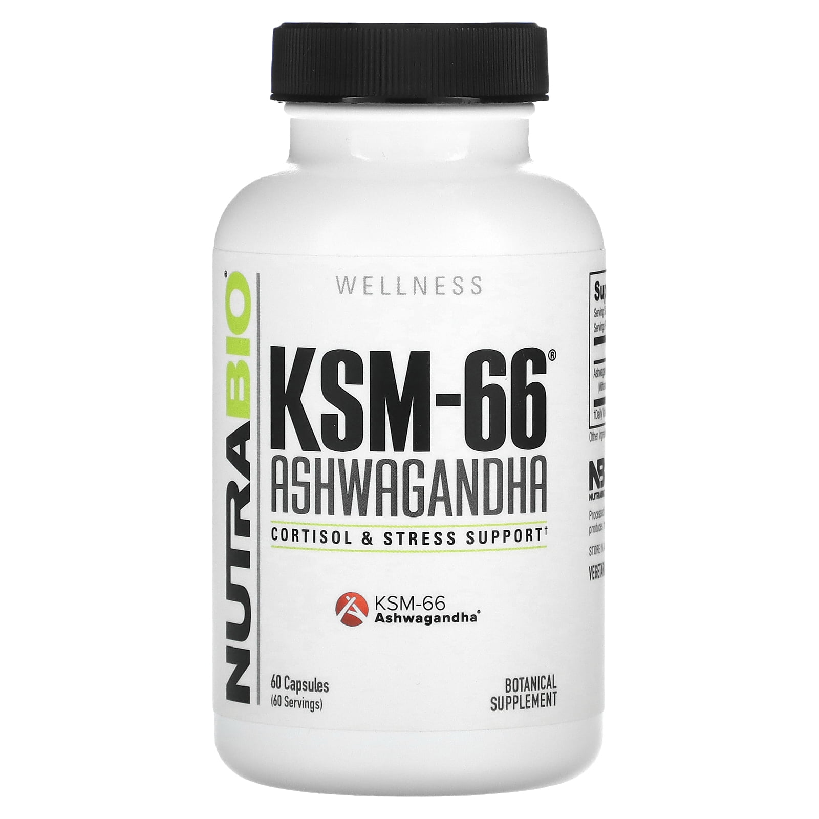 NutraBio KSM-66®, Ashwagandha, 60 Capsules (600 mg per Capsule) - Walmart.com