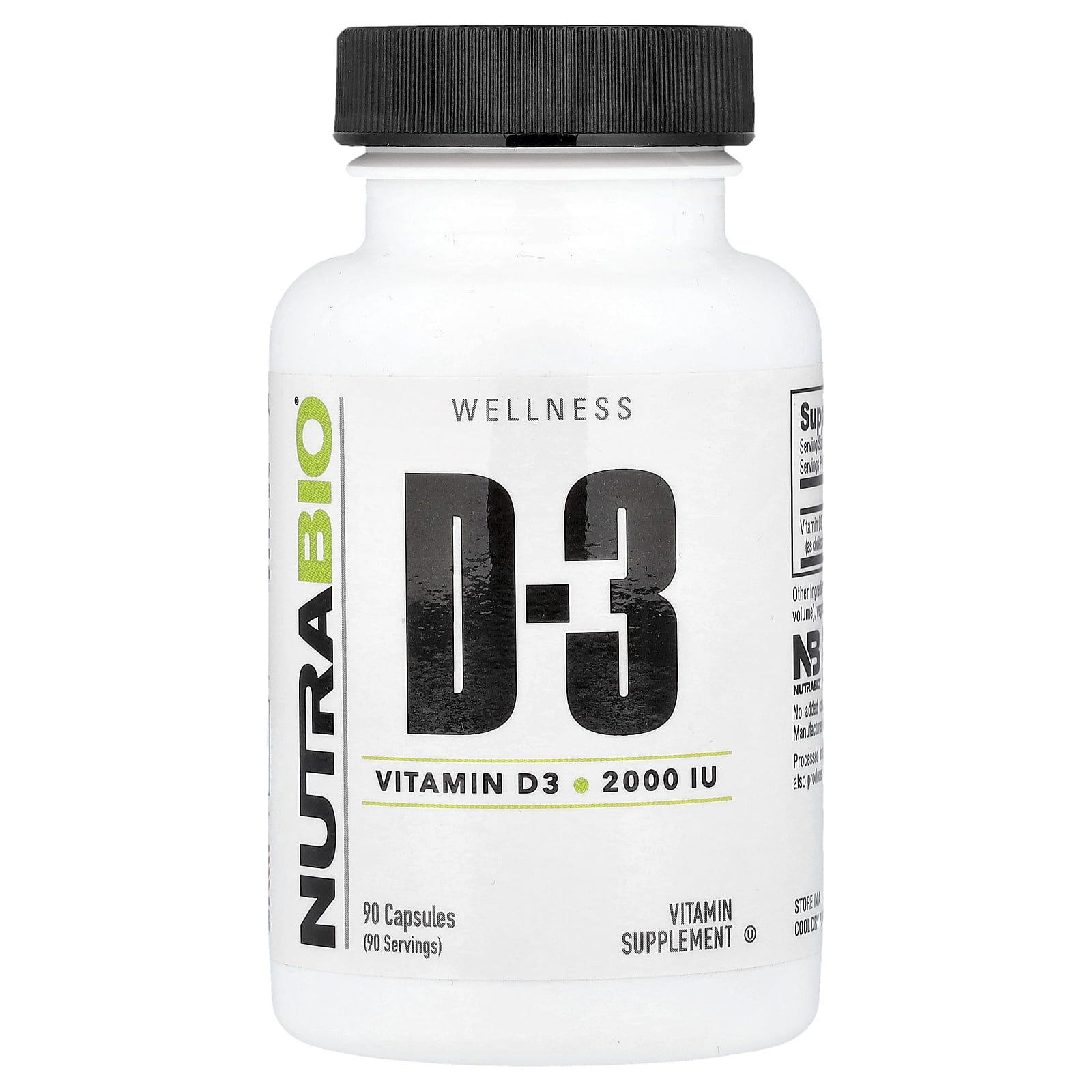 NutraBio Vitamin D-3, 50 mcg (2,000 IU), 90 Capsules - Walmart.com