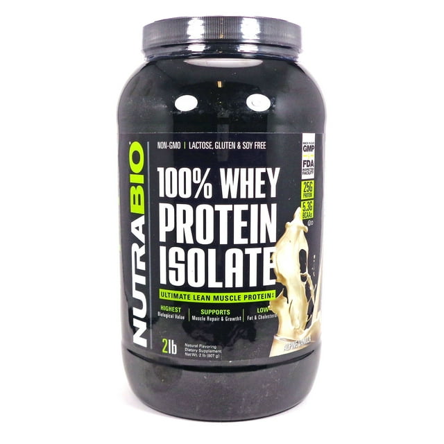 NutraBio 100% Whey Protein Isolate, Alpine Vanilla, 2lb Powder ...