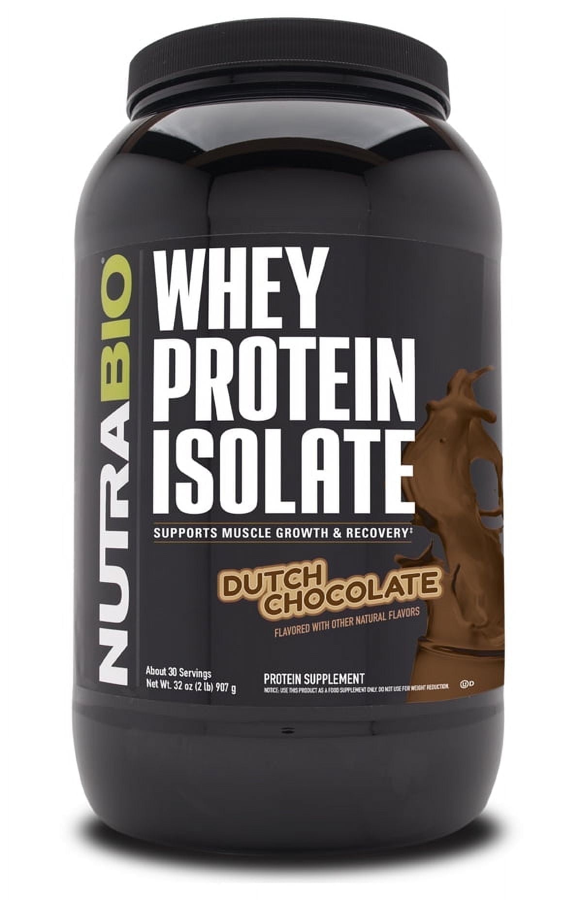 NutraBio Whey Protein Isolate, Whey Protein Powder Supplement, 2lb ...