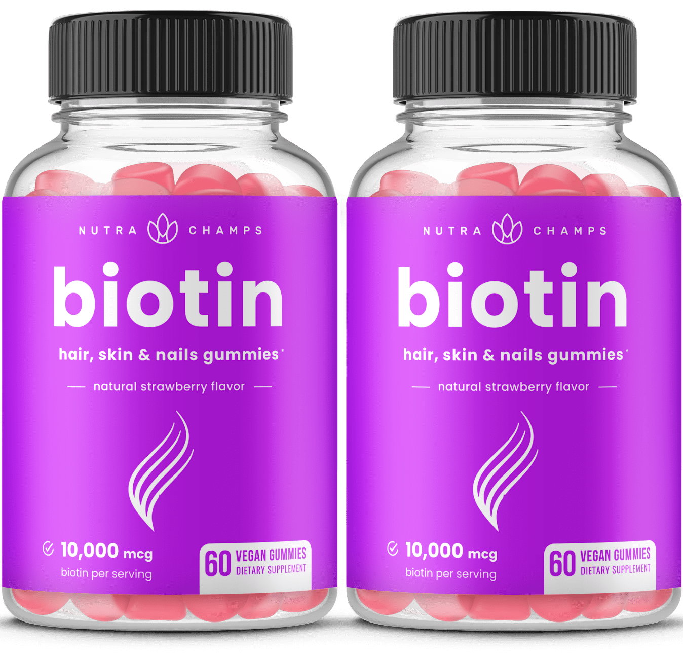 NutraChamps Biotin Gummies, 10000mcg, Hair Growth & Skin, Non-GMO ...