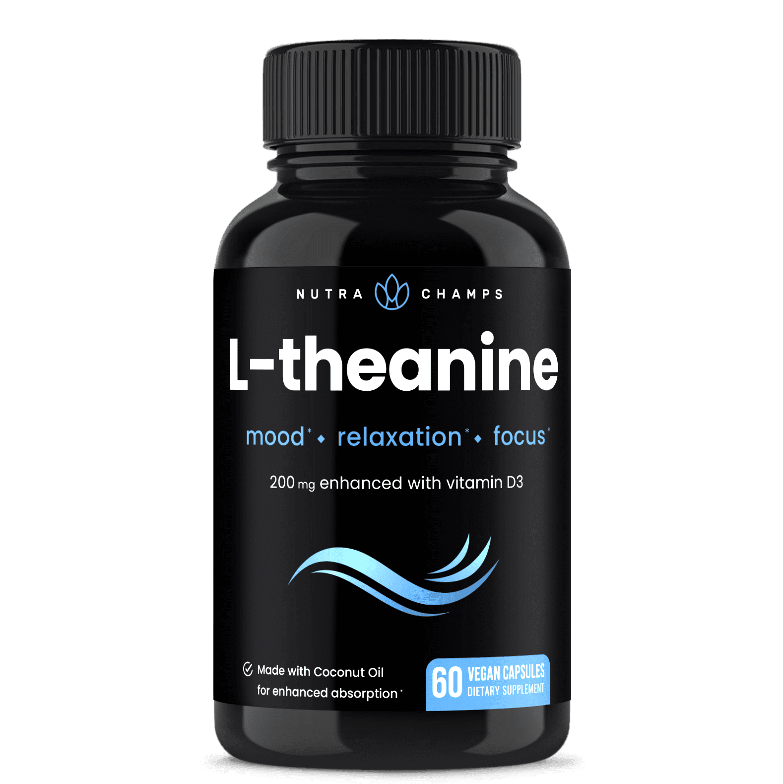 NutraChamps L-Theanine 200mg Vegan Capsules with D3 & Coconut Oil ...