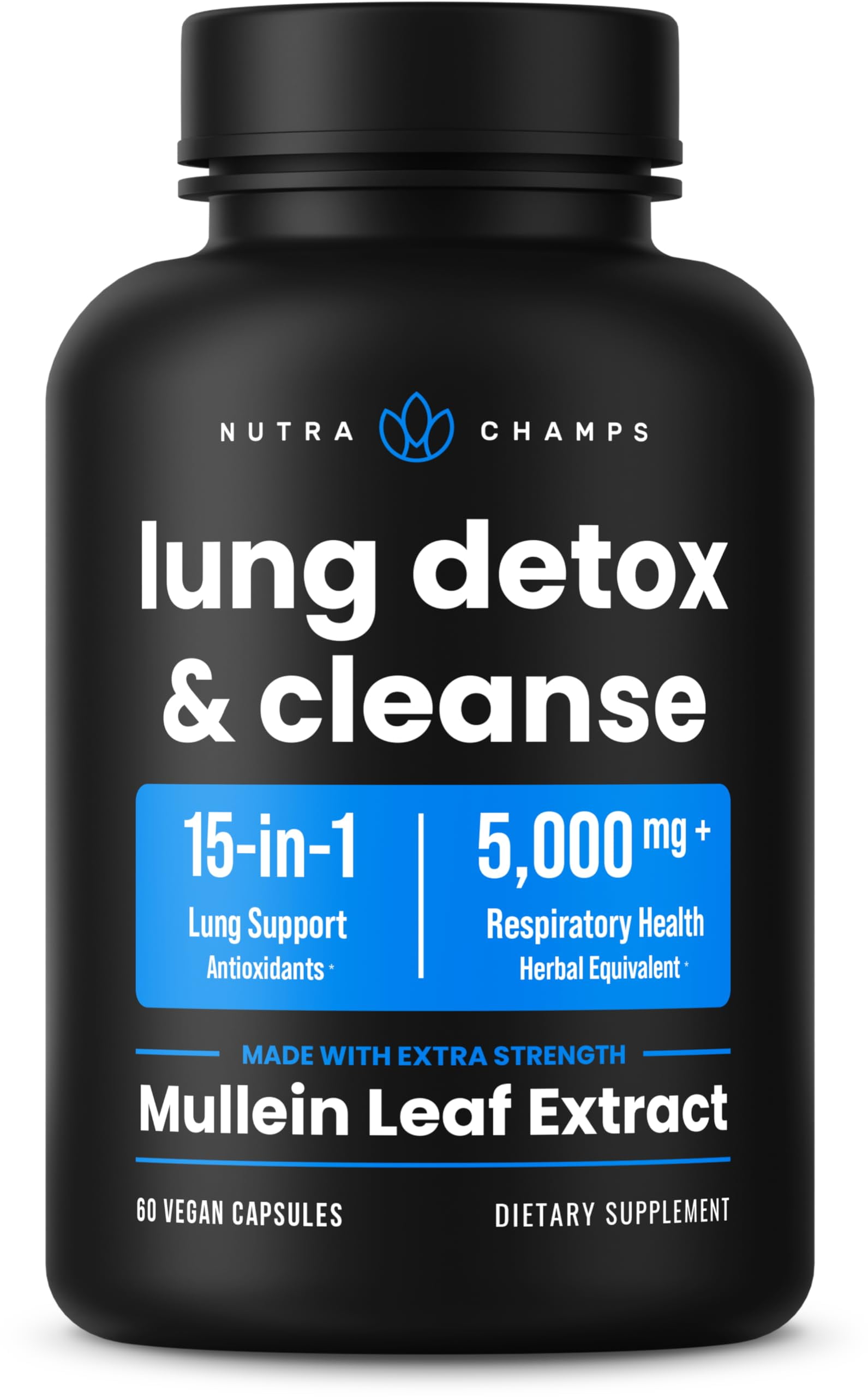 NutraChamps Lung Detox & Cleanse, Mullein Leaf Capsules, 15-in-1 Lung Health Formula for ...