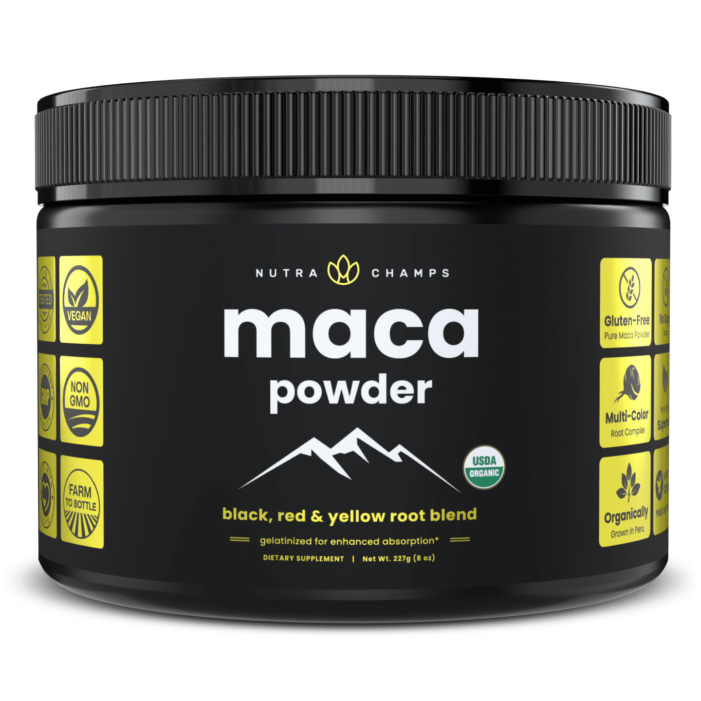 NutraChamps Organic Maca Powder - Peruvian Grown Maca Blend with Yellow ...