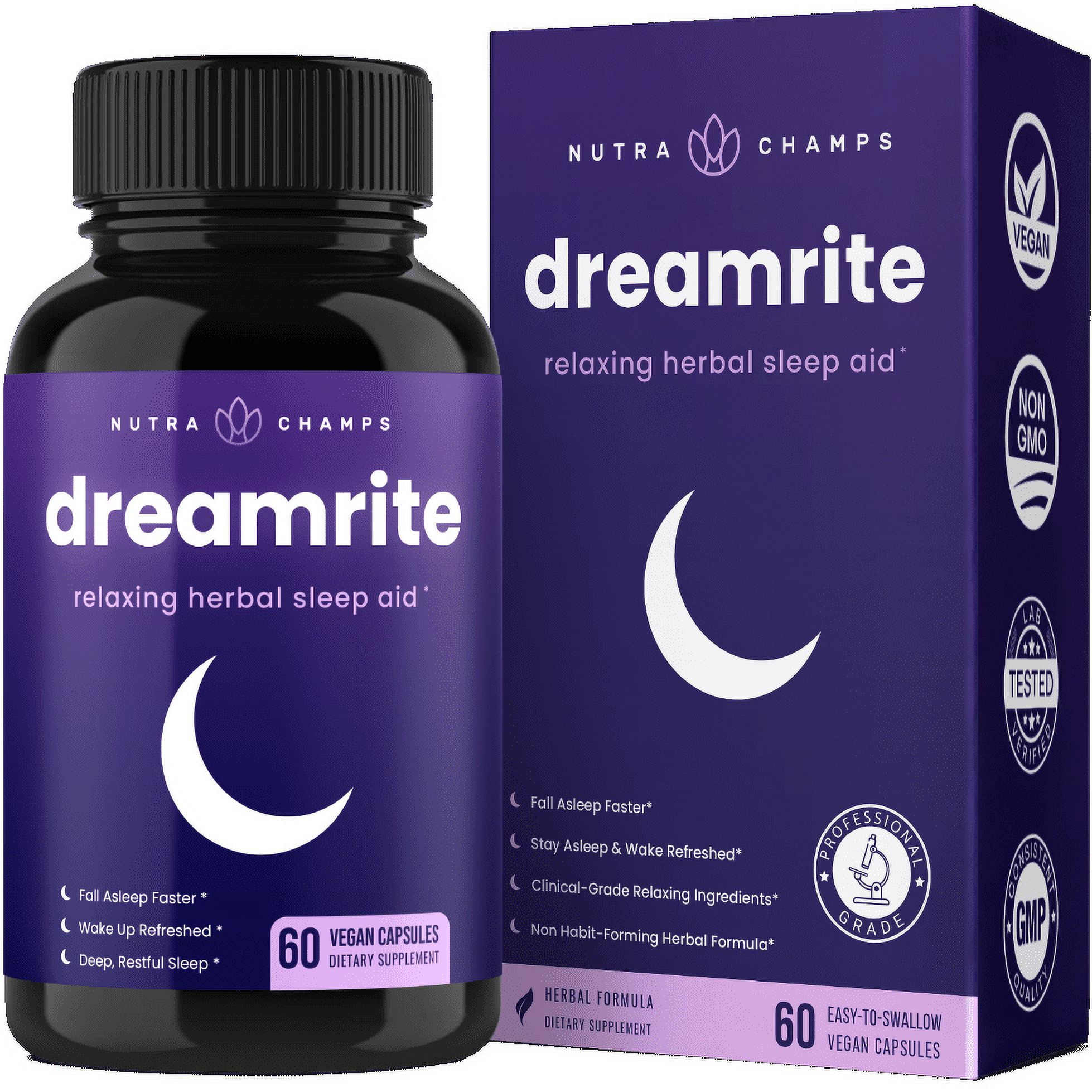 NutraChamps Sleep Aid | Herbal Sleeping Pill for Adults with Melatonin ...