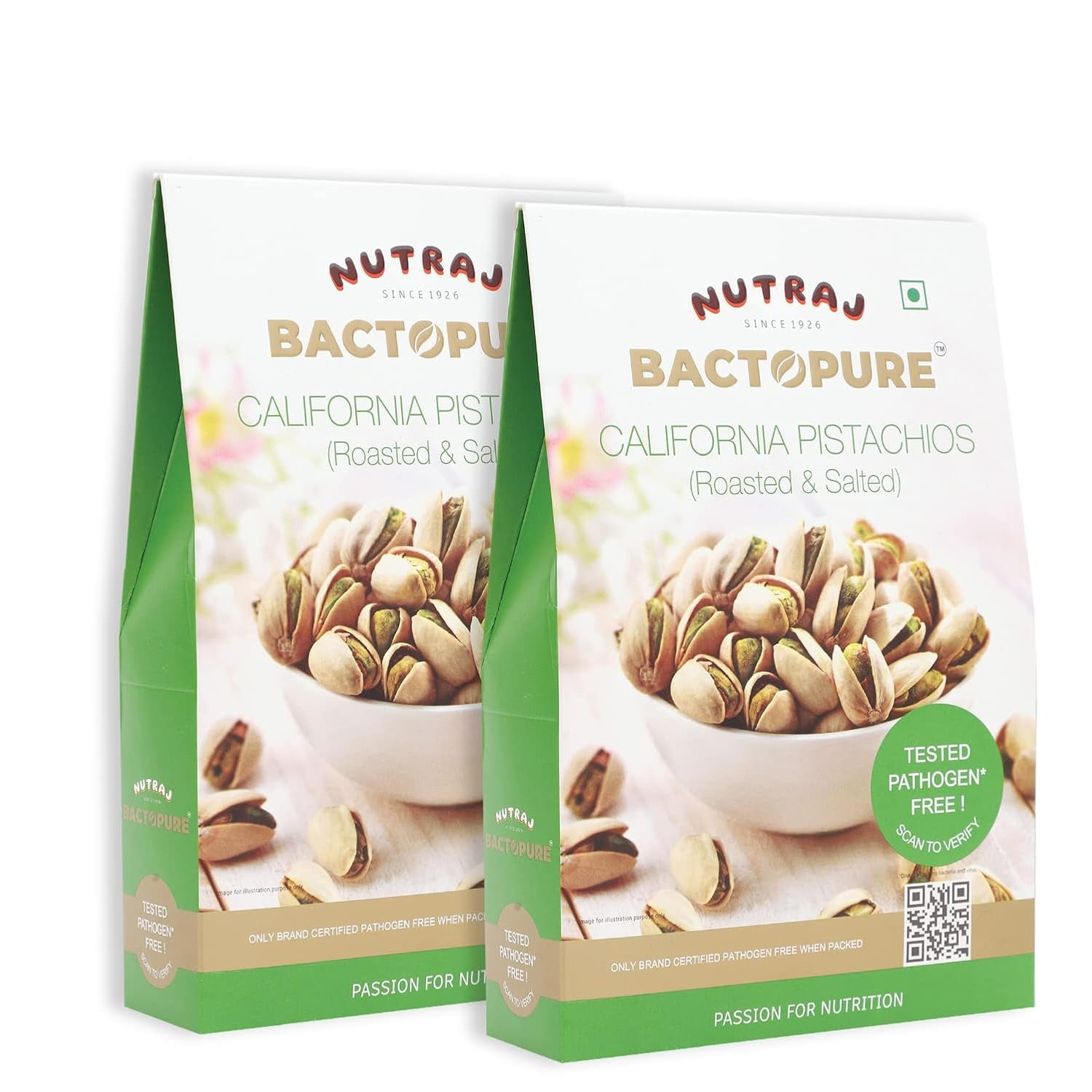 Nutraj Bactopure California Pista Inshell Roasted & Salted 500gm, (250gm X2) | Pathogen Free ...