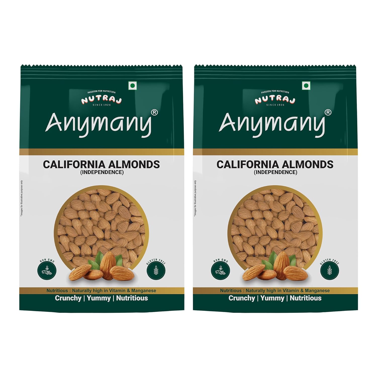 Nutraj California Almonds By Anymany 2kg, (1kg * Pack Of 2) | Nutritious & Delicious High In ...