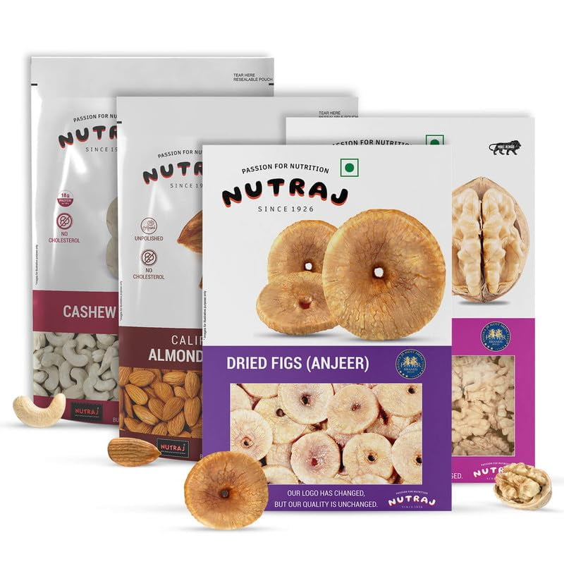 Nutraj Recipe Ready Walnut Kernels + Dried Figs + Cashew Nuts + California Almonds | 1kg (250gm ...